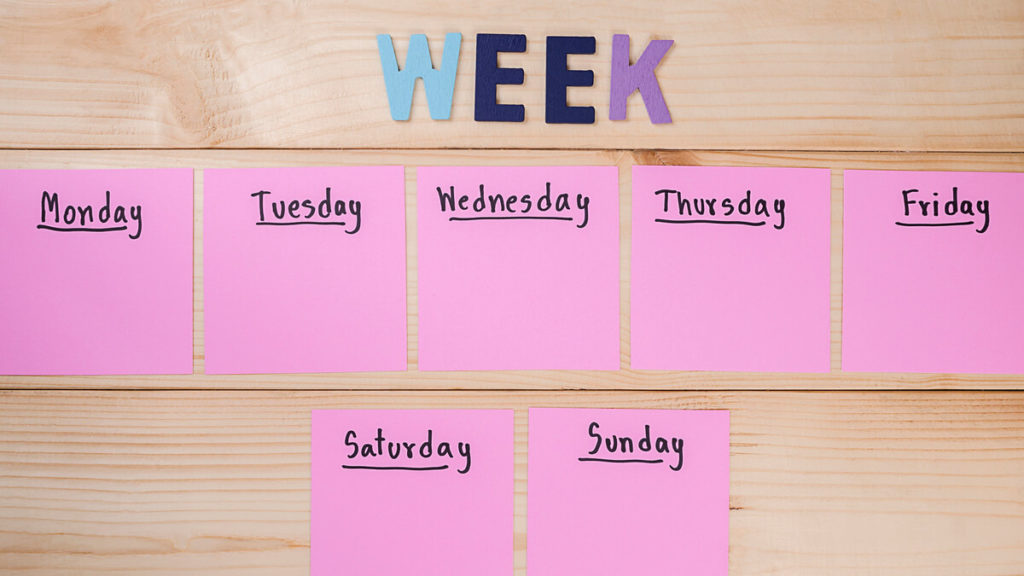Dias da semana em inglês - Wizard Idiomas